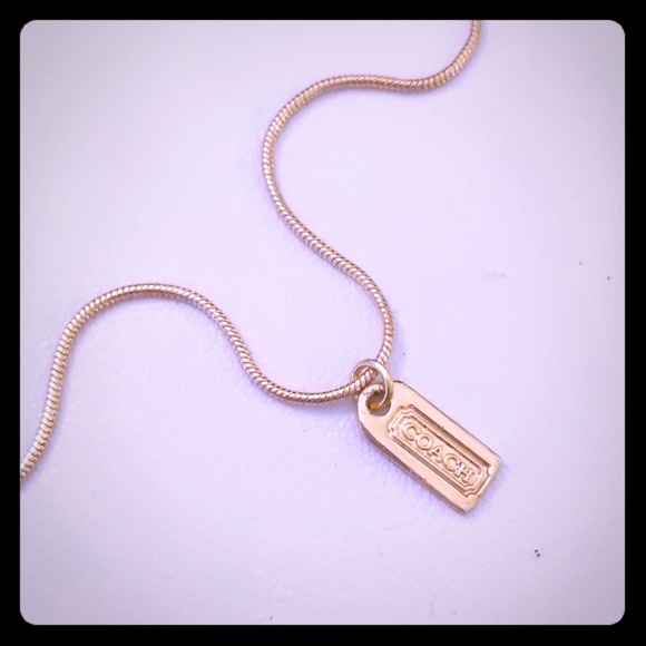 Coach | Jewelry | Authentic Coach Tag Charm Gold Plated Necklace | Poshmark